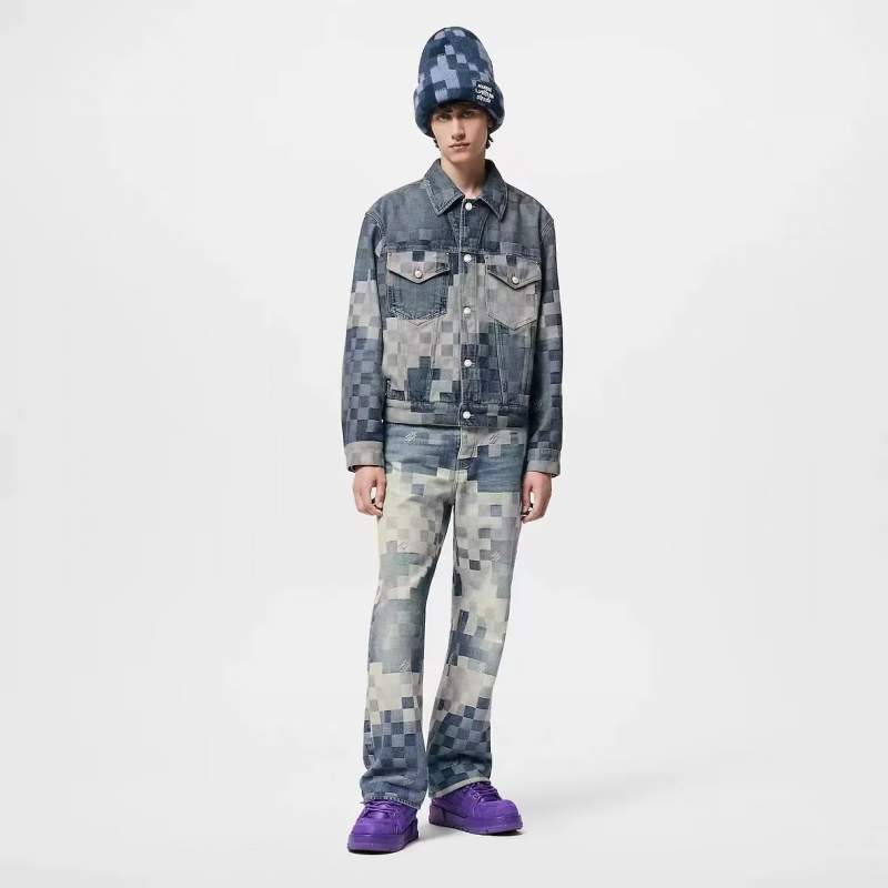 Buy Replica Louis Vuitton Damier Damoflage Classic Denim Jacket - Buy ...